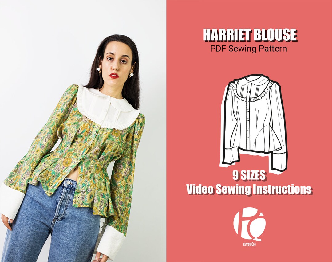 Harriet Romantic Blouse Sewing Pattern for Women Victorian Inspired ...