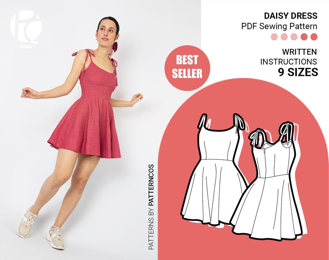 Easy Dress Sewing Pattern | Flared Circular Skirt Pattern | Mini Dress ...