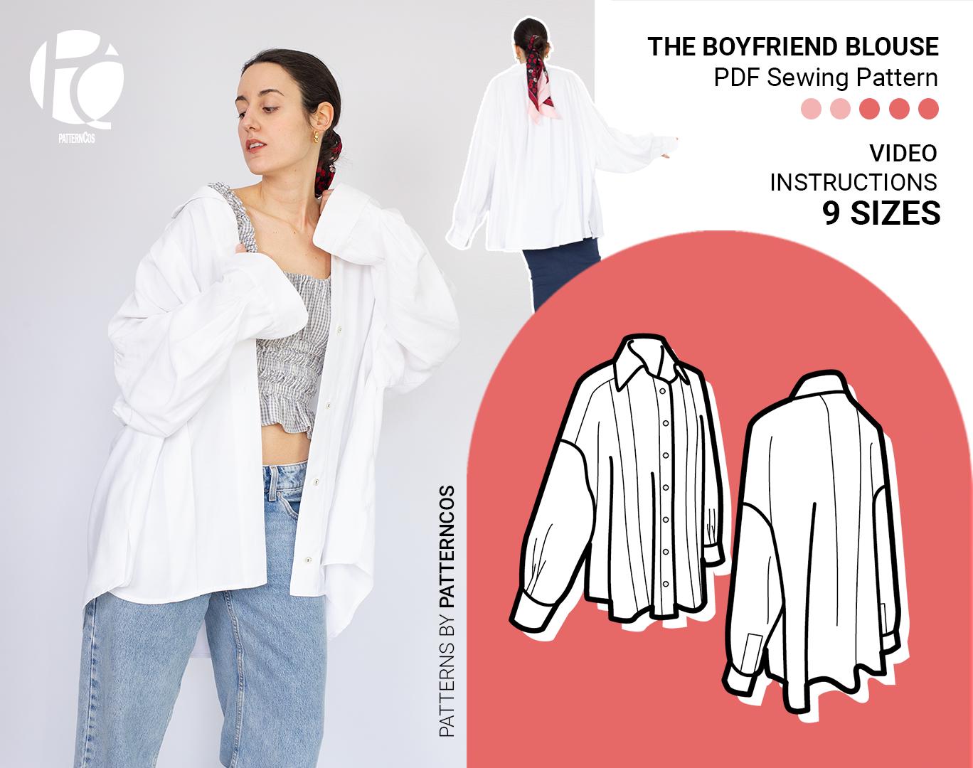 The Boyfriend Oversized Shirt Sewing Pattern | Unisex Buttoned-down ...