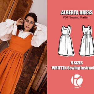 Midi Dress Sewing Pattern Rectangular Neck Easy Gathered - Etsy UK