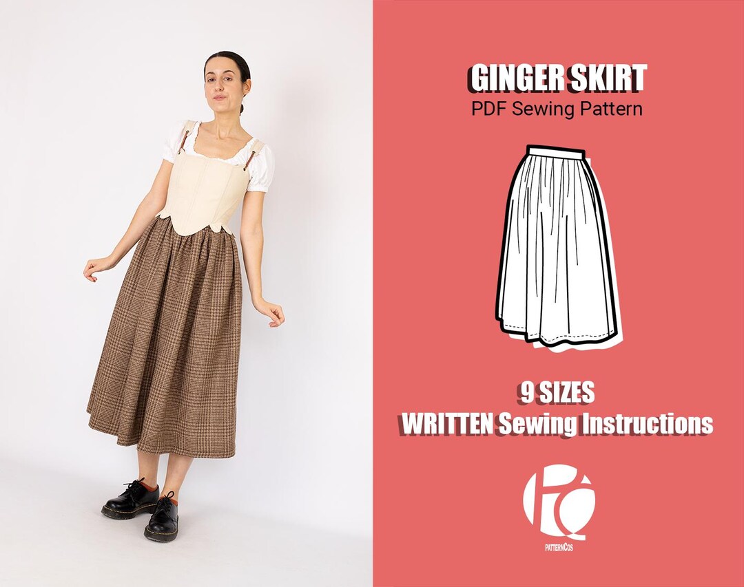 Gathered Skirt Sewing Pattern | Skirt With Pockets Pattern | Easy Basic ...