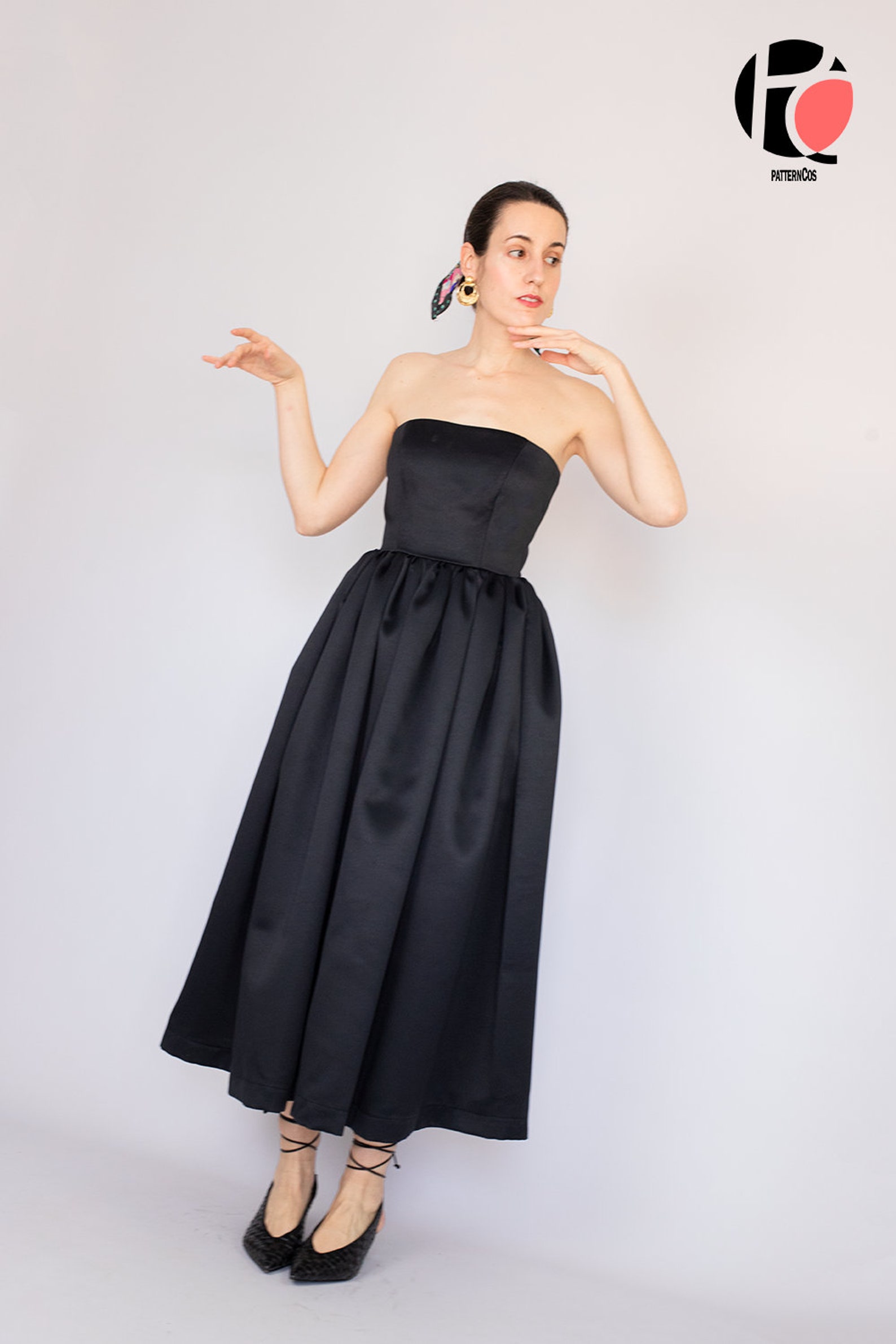 Cocktail Strapless Neckline Dress Sewing Pattern Easy Mini Dress ...