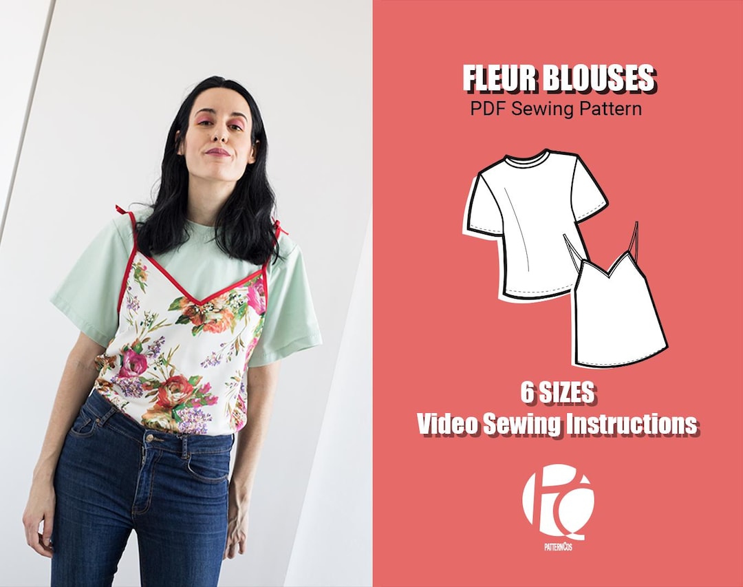 Short Sleeve T-shirt Sewing Pattern | Easy Slip Strap Blouse Pattern ...