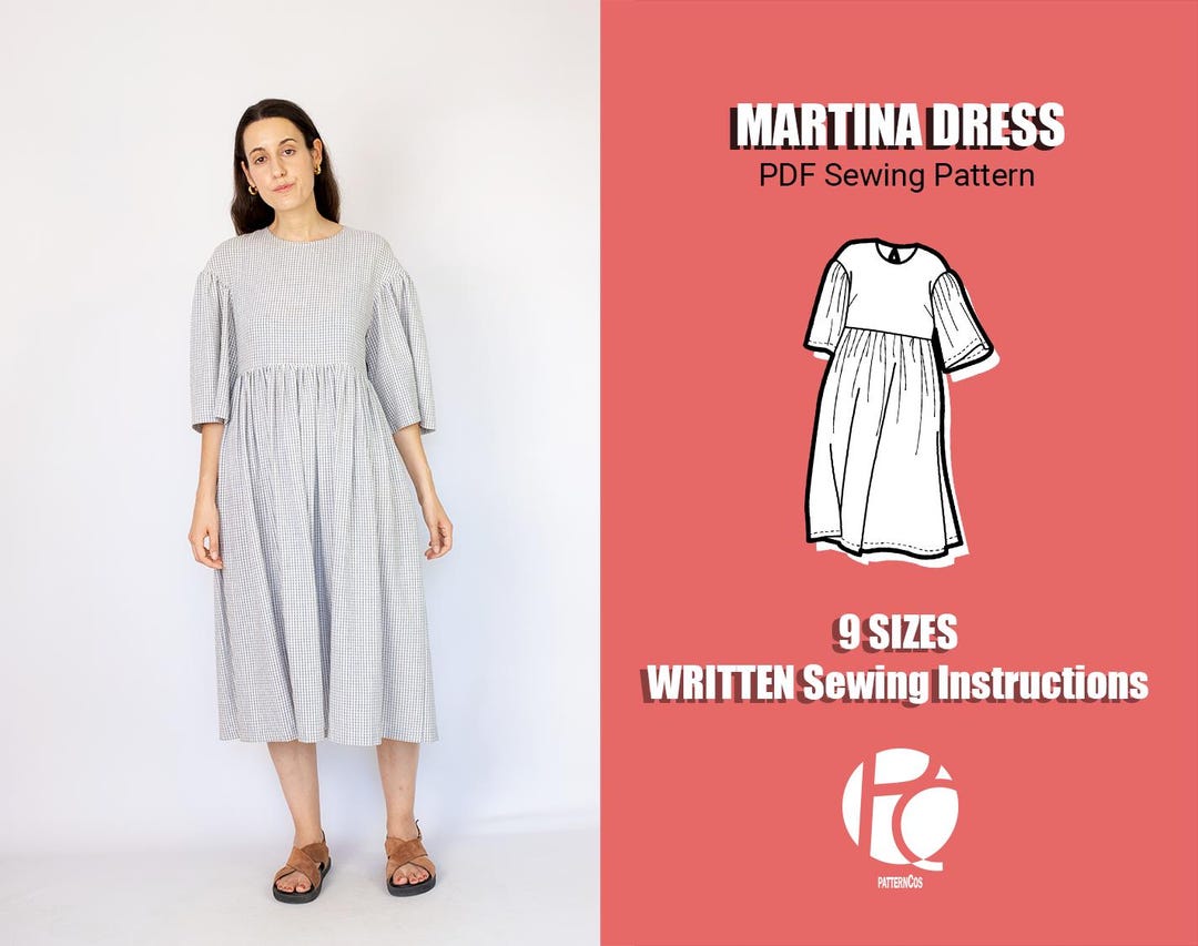 Tiered Midi Dress Sewing Pattern | Cozy Loose Fit Dress Pattern ...