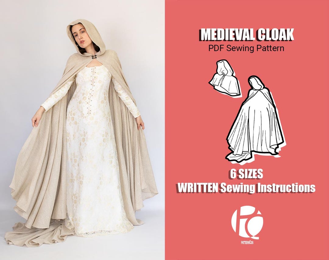 Cloak Pattern for Cosplay | Hooded Cape Sewing Pattern | Short and Long ...