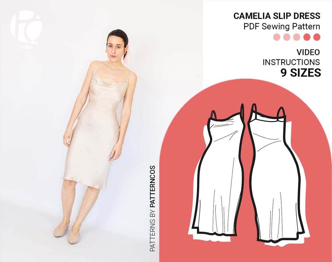 Camelia Silk Slip Dress Sewing Pattern | French Style Midi Dress ...