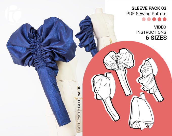 Puffy Sleeve Sewing Pattern Pack | Romantic Balloon and Lantern Sleeve ...