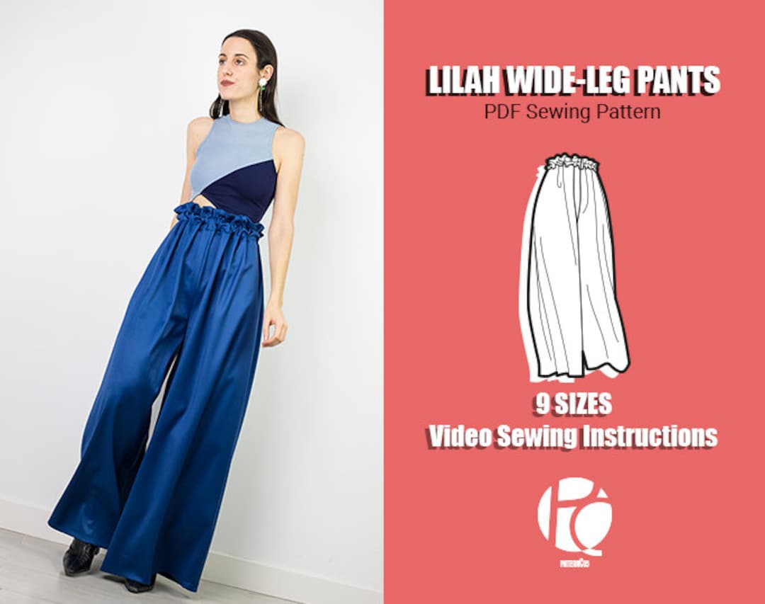 Wide-leg Pants Sewing Pattern | Easy Elastic Waistband Pants Pattern ...