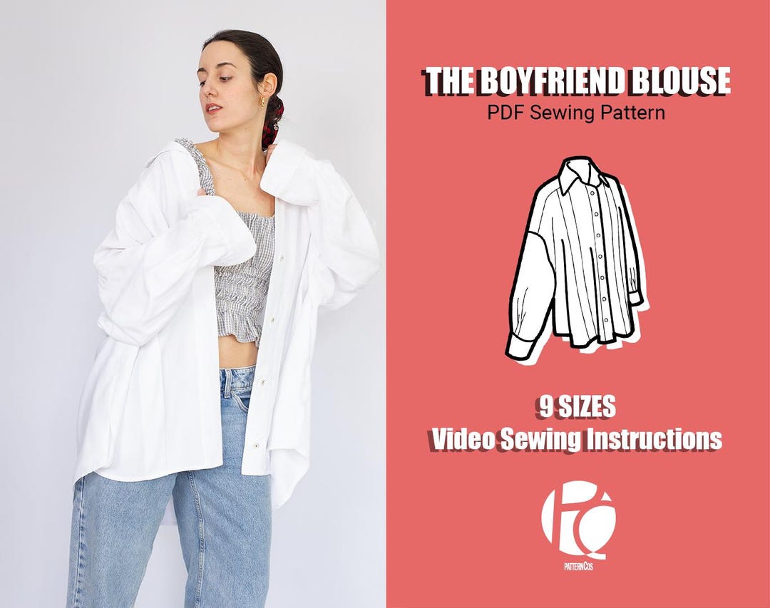 The Boyfriend Oversized Shirt Sewing Pattern | Unisex Buttoned-down ...