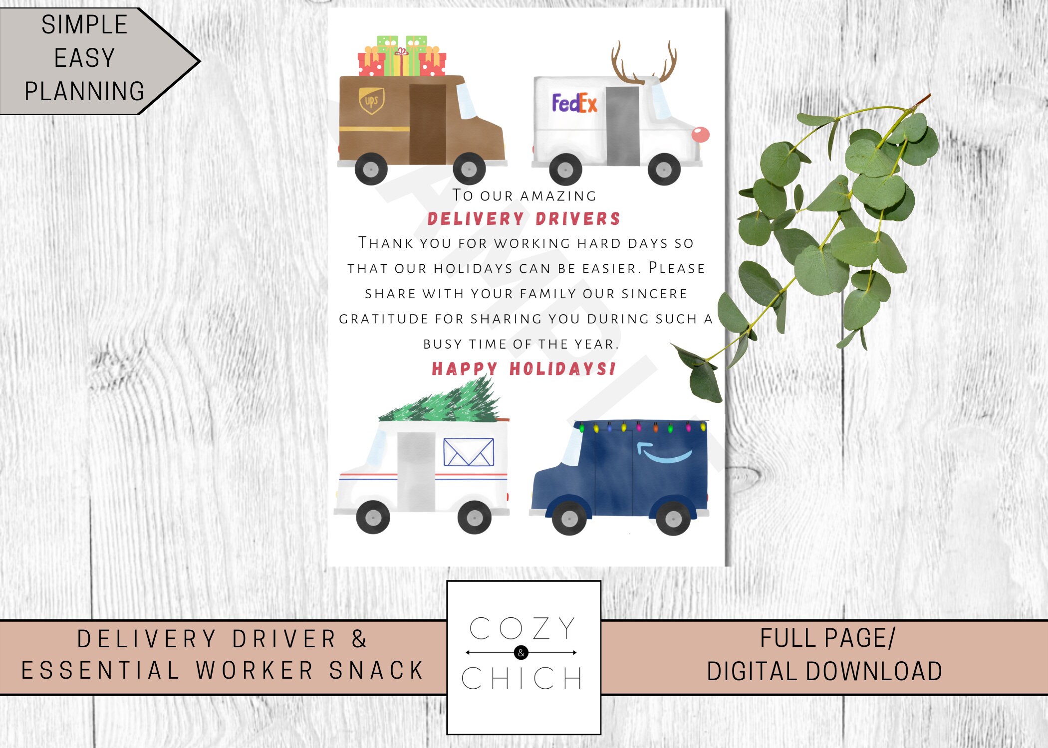 Delivery Driver Snack & Drink Sign, Essential Worker Snack, USPS, UPS ...