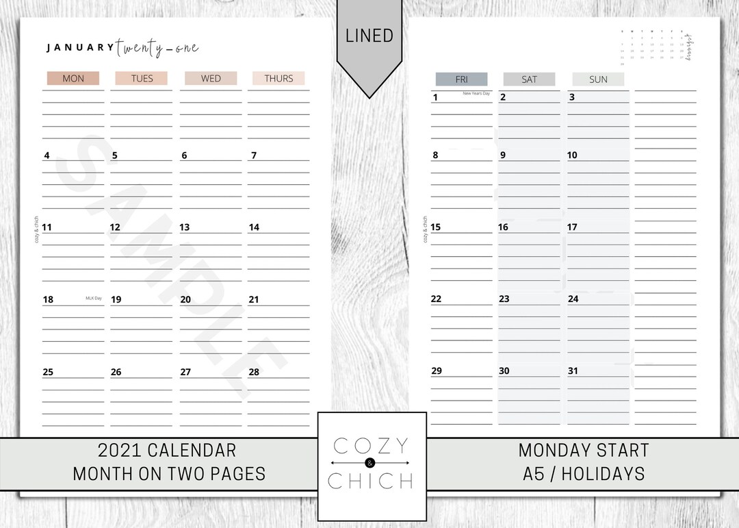 2021 Monthly Planner Printable | NEUTRAL | A5 | INSTANT DOWNLOAD | 2021 ...
