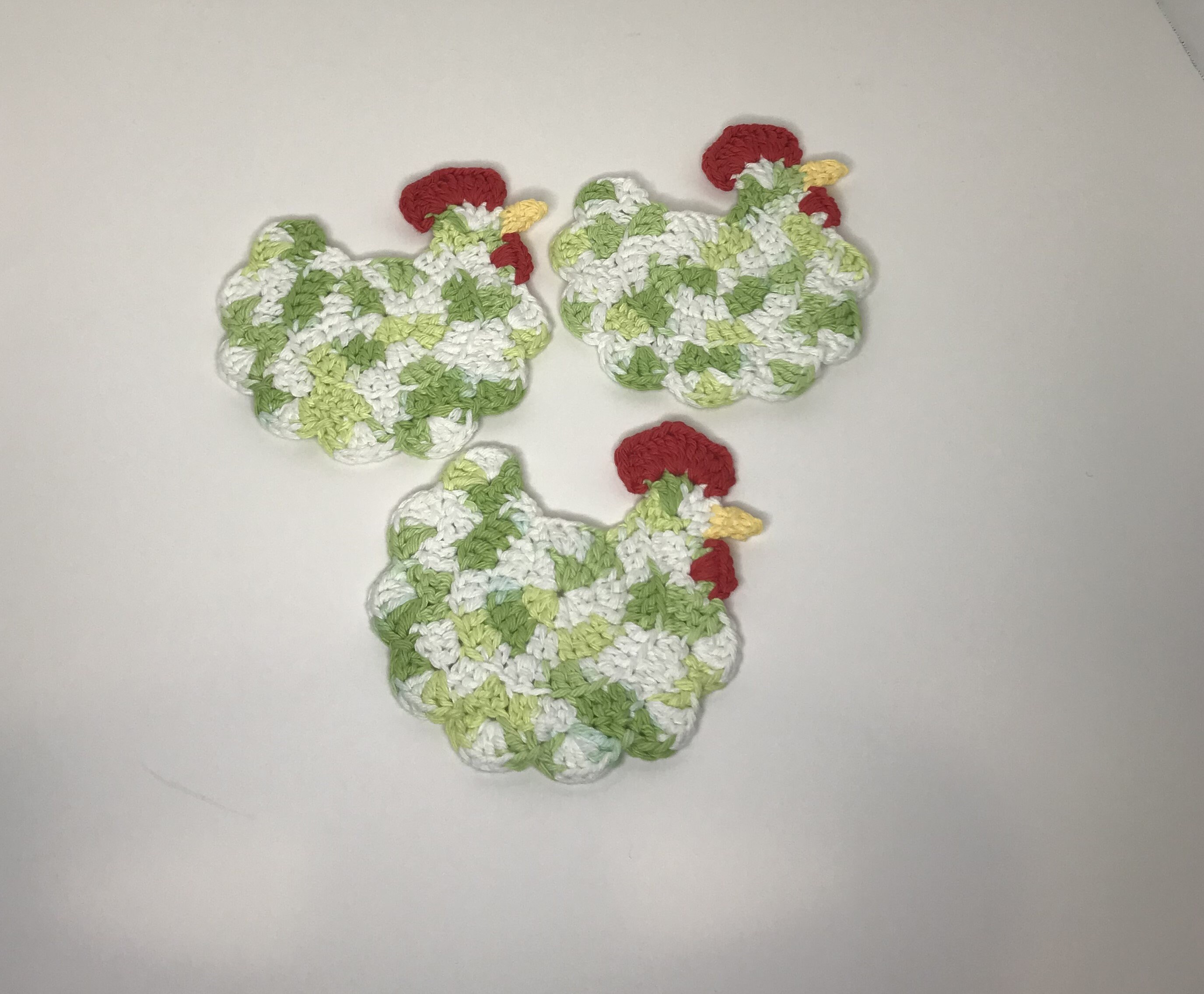 Chicken Coasters Set of 3, Crochet, Cotton, 5 Inches by 5 Inches - Etsy