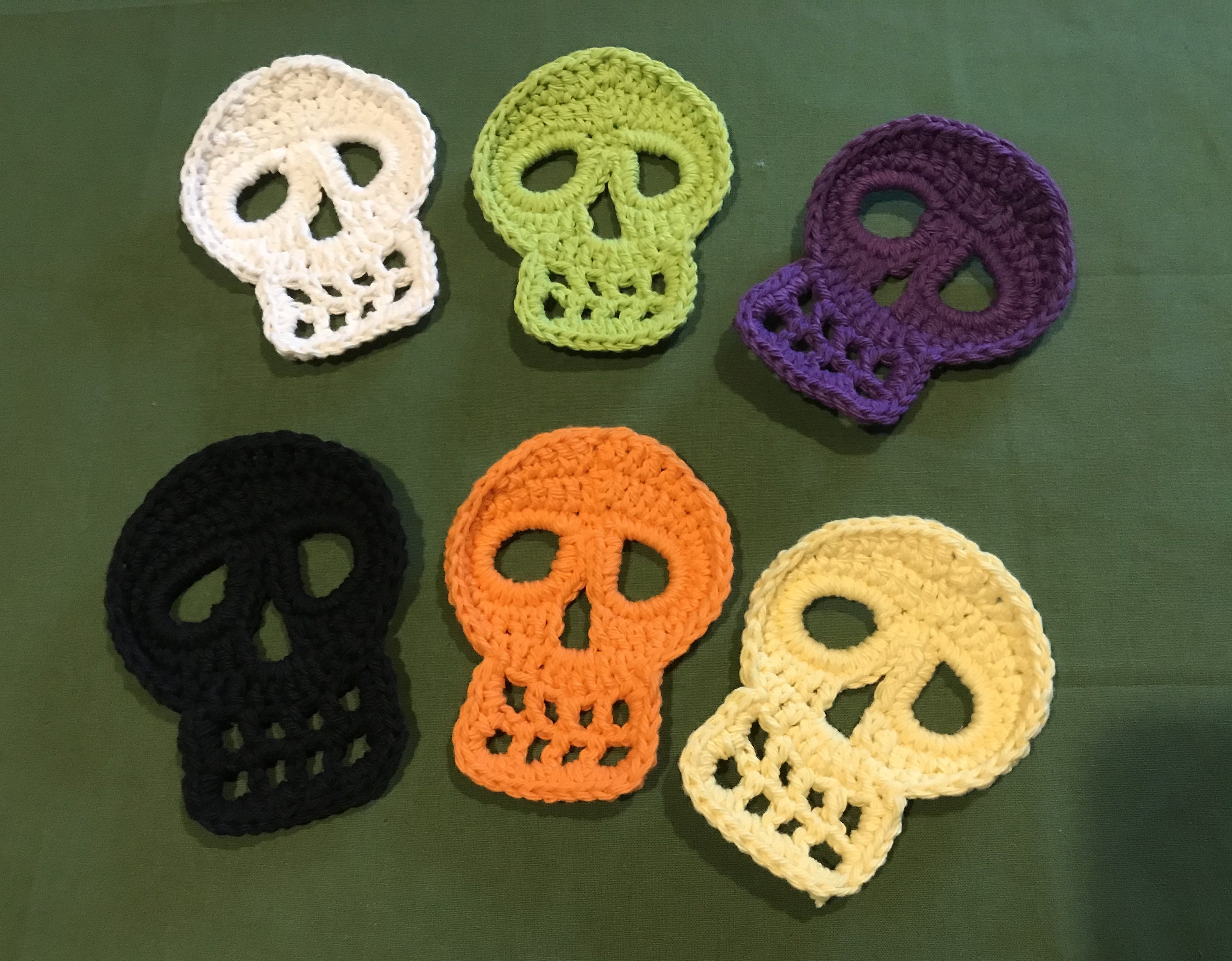 Crochet Skull Coasters, Set of 6, Halloween Coasters - Etsy