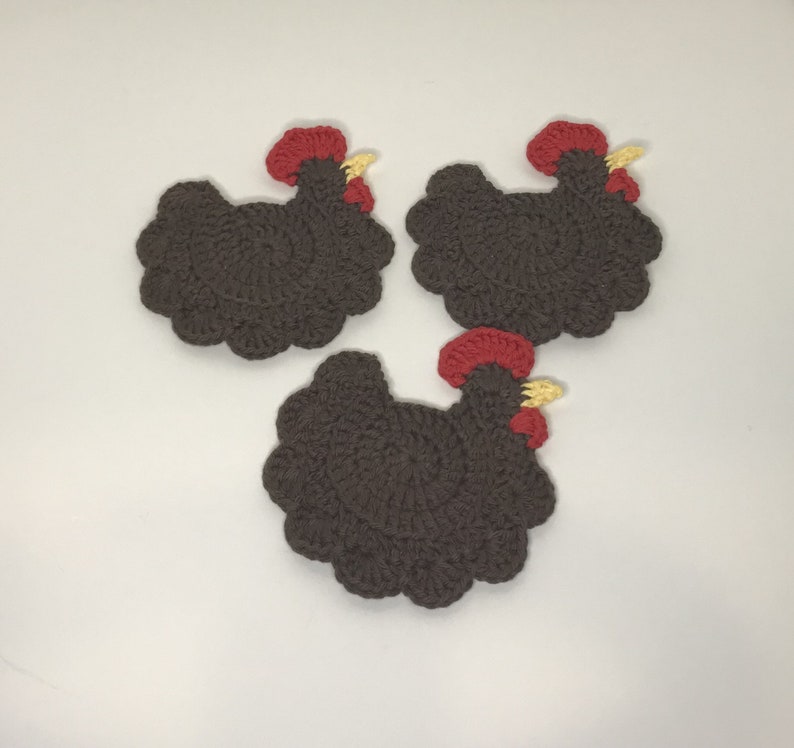 Chicken Coasters Set of 3, Crochet, Cotton, 5 Inches by 5 Inches - Etsy