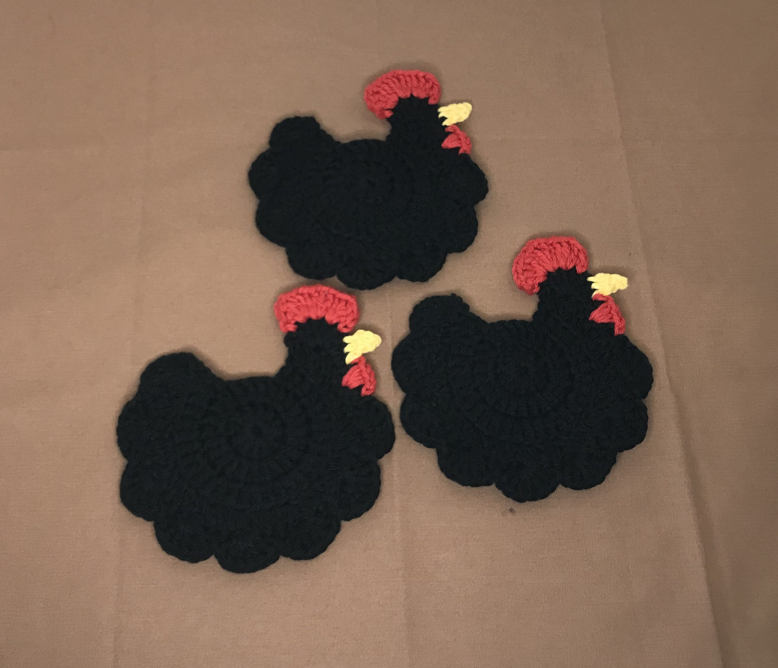 Chicken Coasters Set of 3, Crochet, Cotton, 5 Inches by 5 Inches - Etsy