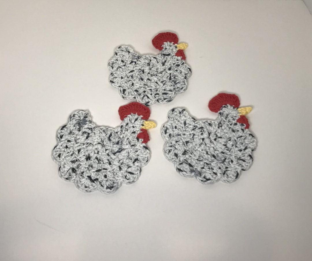 Chicken Coasters Set of 3, Crochet, Cotton, 5 Inches by 5 Inches - Etsy
