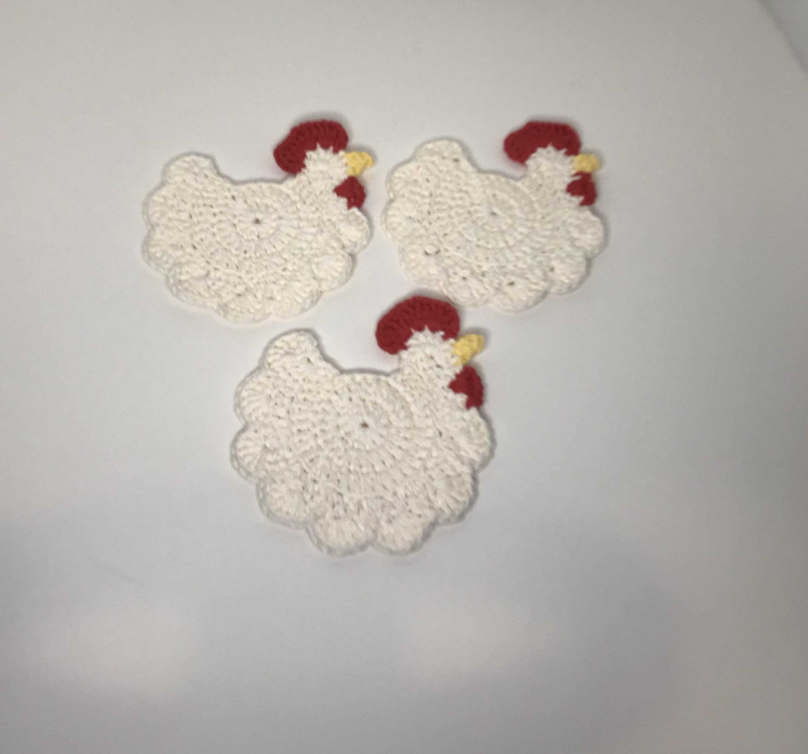Chicken Coasters Set of 3, Crochet, Cotton, 5 Inches by 5 Inches - Etsy