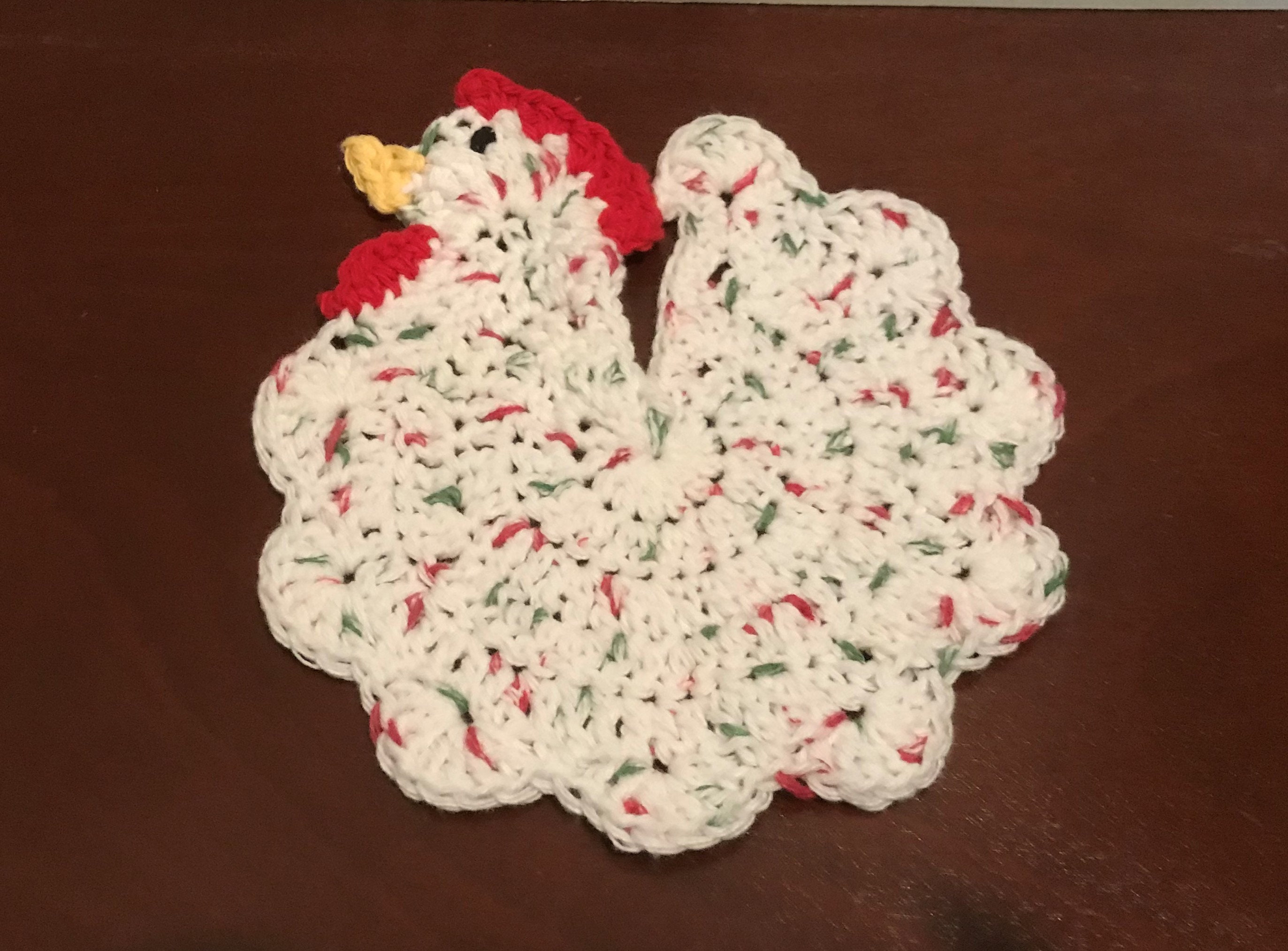Crochet Chicken Dishcloth, Coaster or Decoration. Measures 7 Inches - Etsy