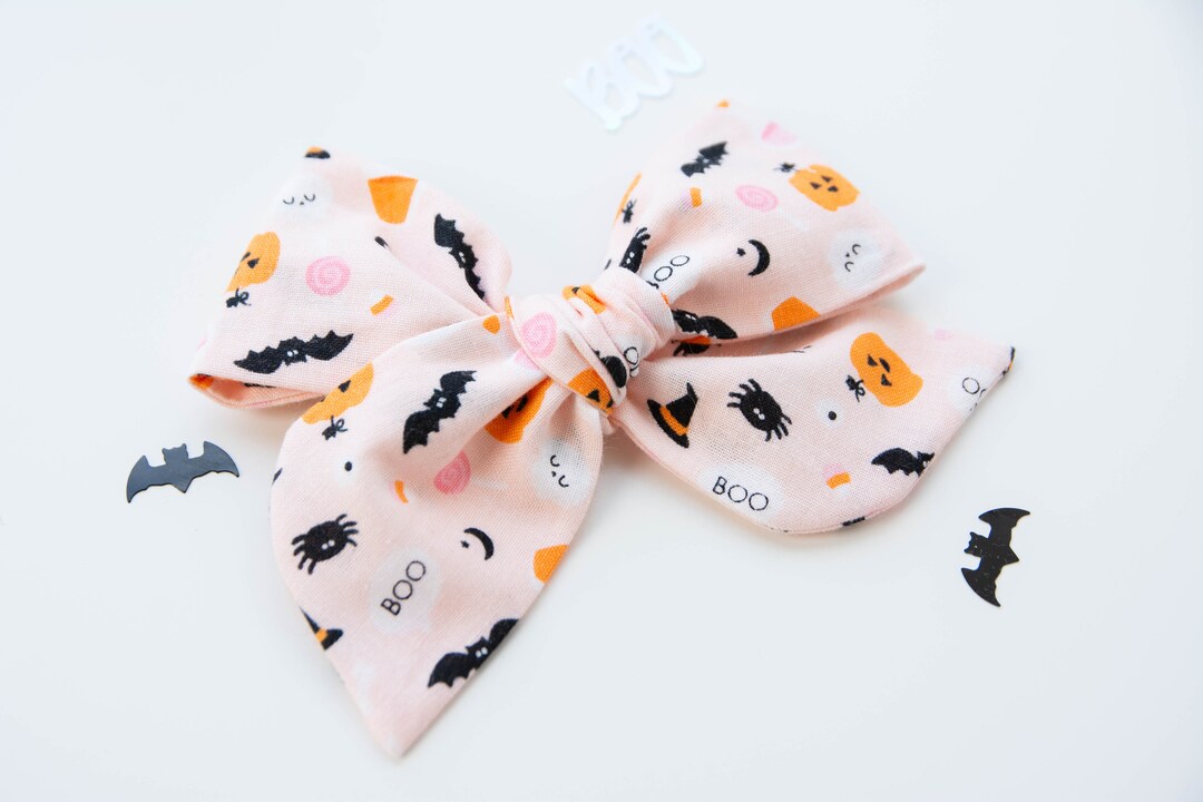 Halloween Hair Bow, Hey Boo in Blush Hair Bow, Spooky Blush Hair Bow ...