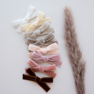 Petite Velvet Ribbon Bow Velvet Bows Neutral Baby Bows - Etsy