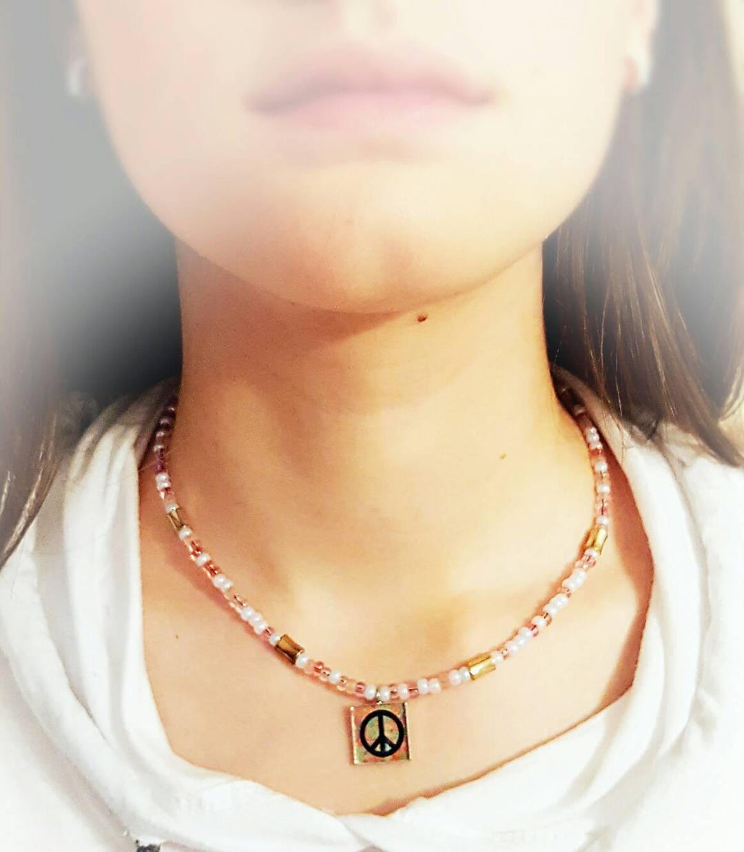 Hand-beaded Peace Sign Pendant Necklace - Etsy