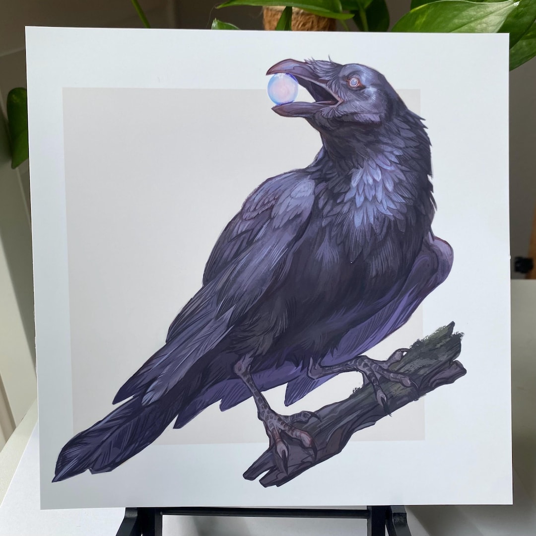 Mythical Raven Art Print - 8 X 8 Art Print - Halloween Art - Dark ...