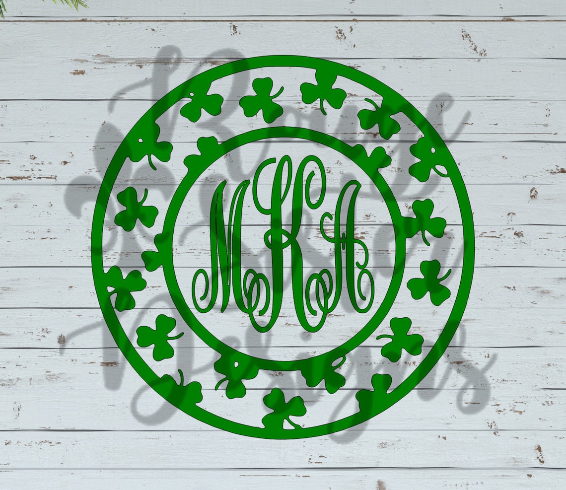 St. Patrick's Day Shamrock Round Monogram Frame SVG PNG JPEG File for ...