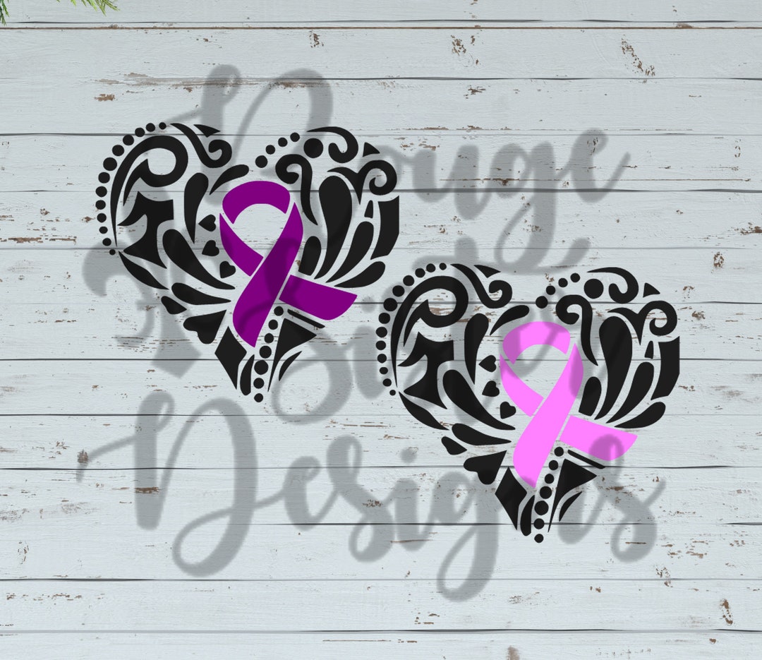 Awareness Ribbon Heart SVG PNG JPEG Files - Cancer Awareness Ribbon ...