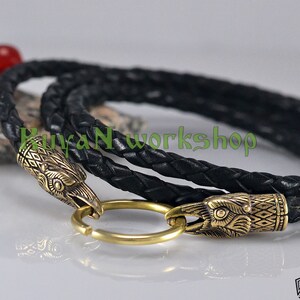 Viking Ravens necklace. Odin Ravens. Braided Leather cord for | Etsy