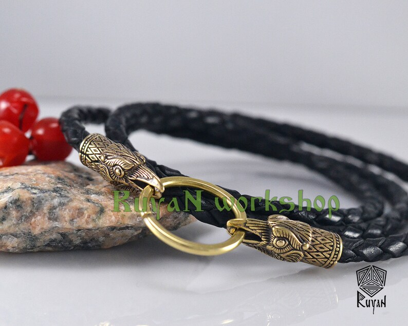 Viking Ravens necklace. Odin Ravens. Braided Leather cord for | Etsy