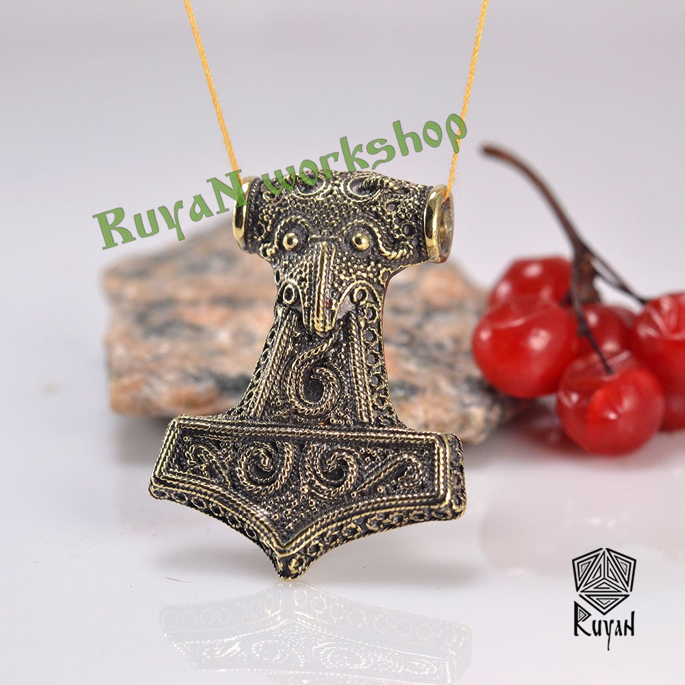 Thor Hammer Pendant. Mjolnir Pendant. Bronze Thor Hammer. | Etsy