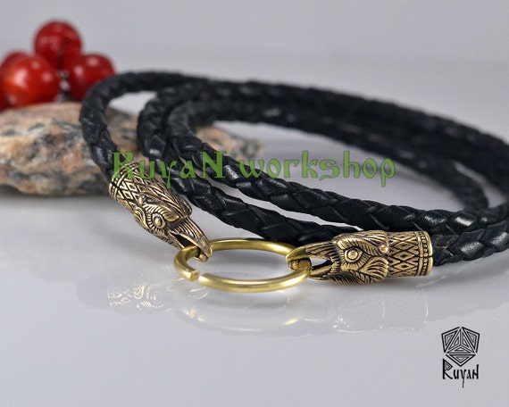 Viking Ravens necklace. Odin Ravens. Braided Leather cord for | Etsy