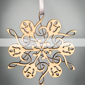 A-style Mandolin Musical Instrument Laser Cut Wood Snowflake Ornament ...
