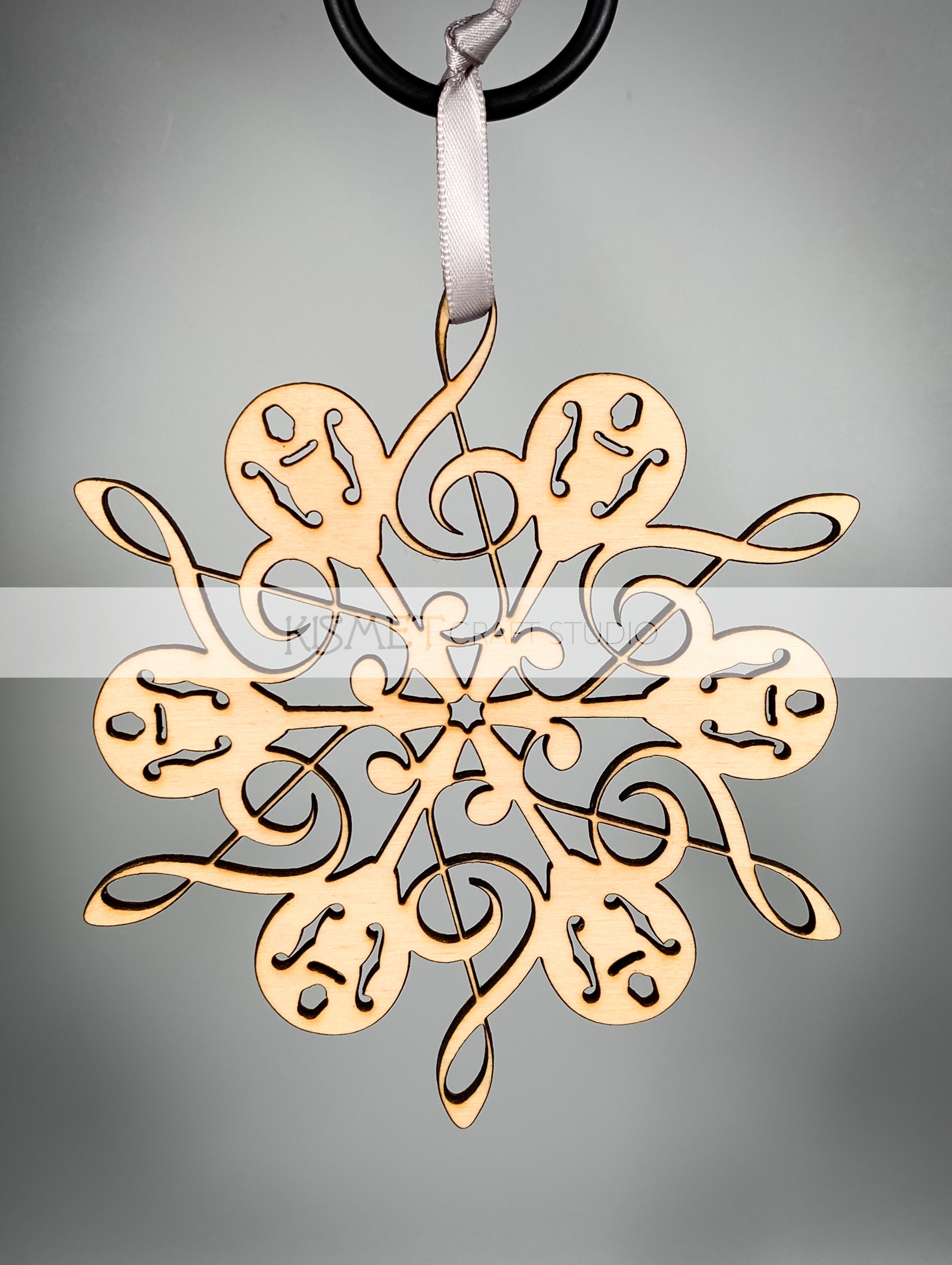 A-style Mandolin Musical Instrument Laser Cut Wood Snowflake Ornament ...