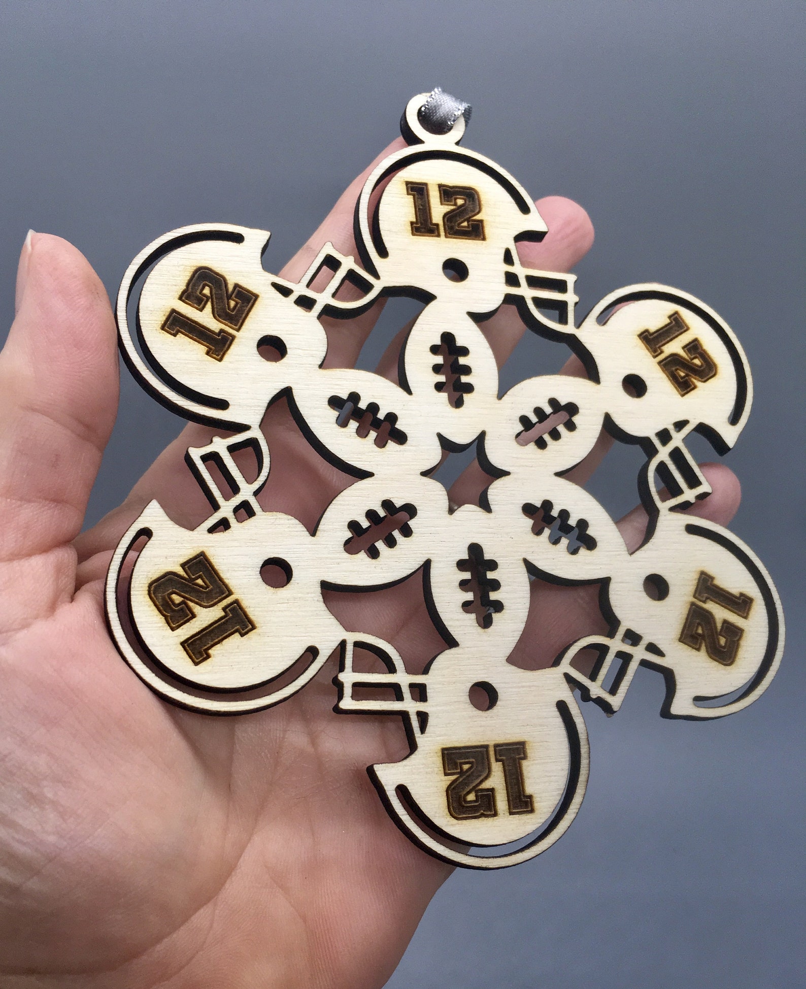 Personalized Football Laser Cut Wood Snowflake Ornament - Etsy