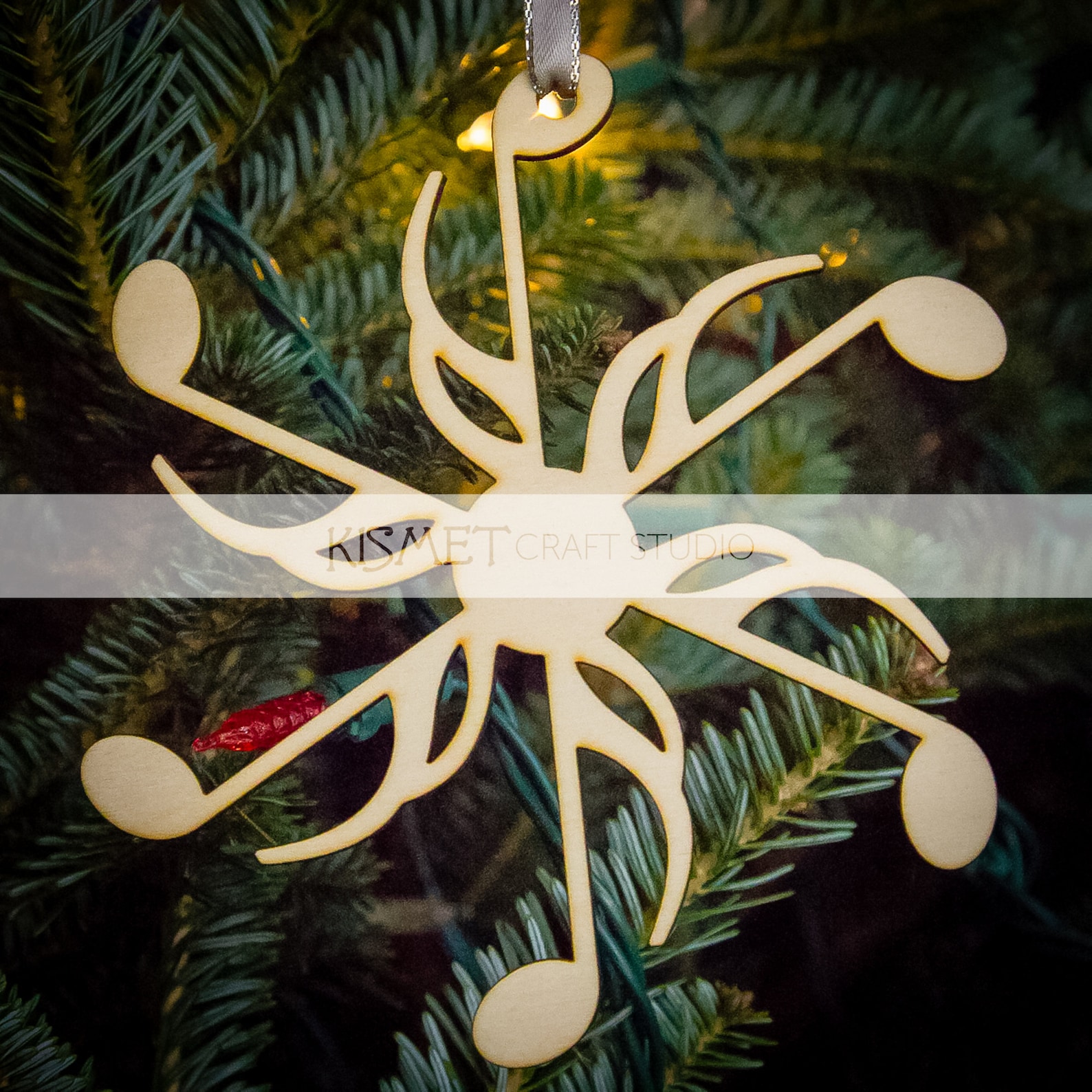 Music Note Laser Cut Wood Snowflake Ornament | Etsy