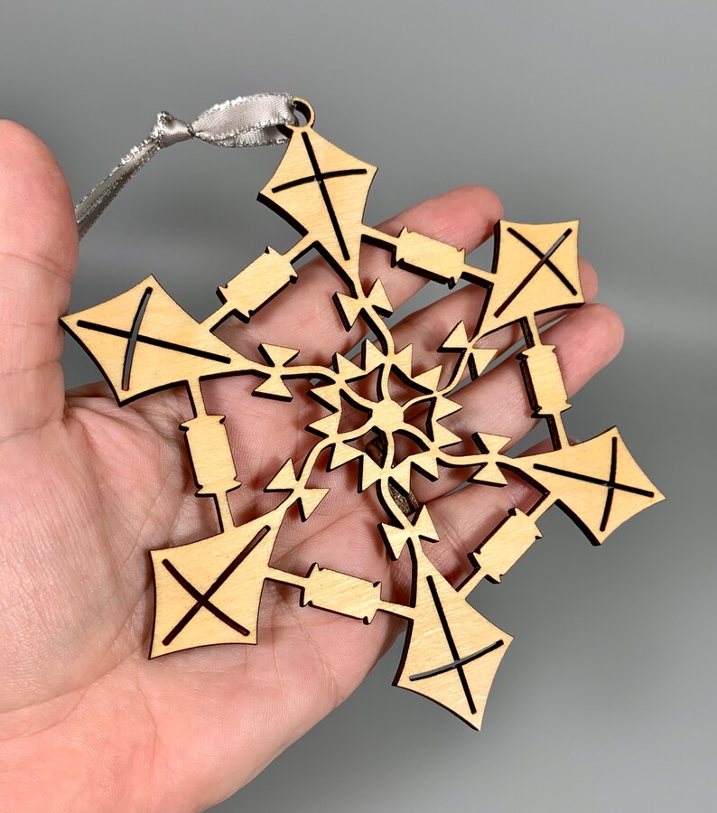 Kite Laser Cut Wood Snowflake Ornament | Etsy