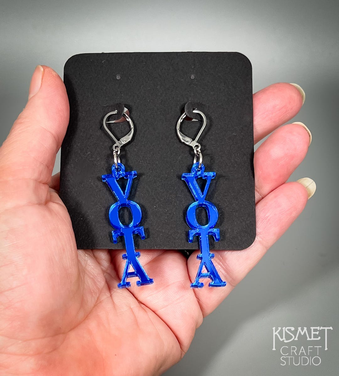 VOTA Earrings Spanish - AZUL - Laser-cut Mirrored Acrylic (long) - Etsy