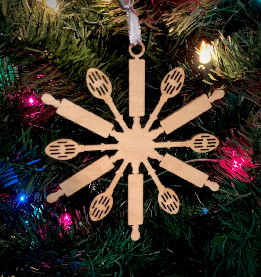 Cooking Chef Baking Laser Cut Wood Snowflake Christmas Tree Ornament - Etsy