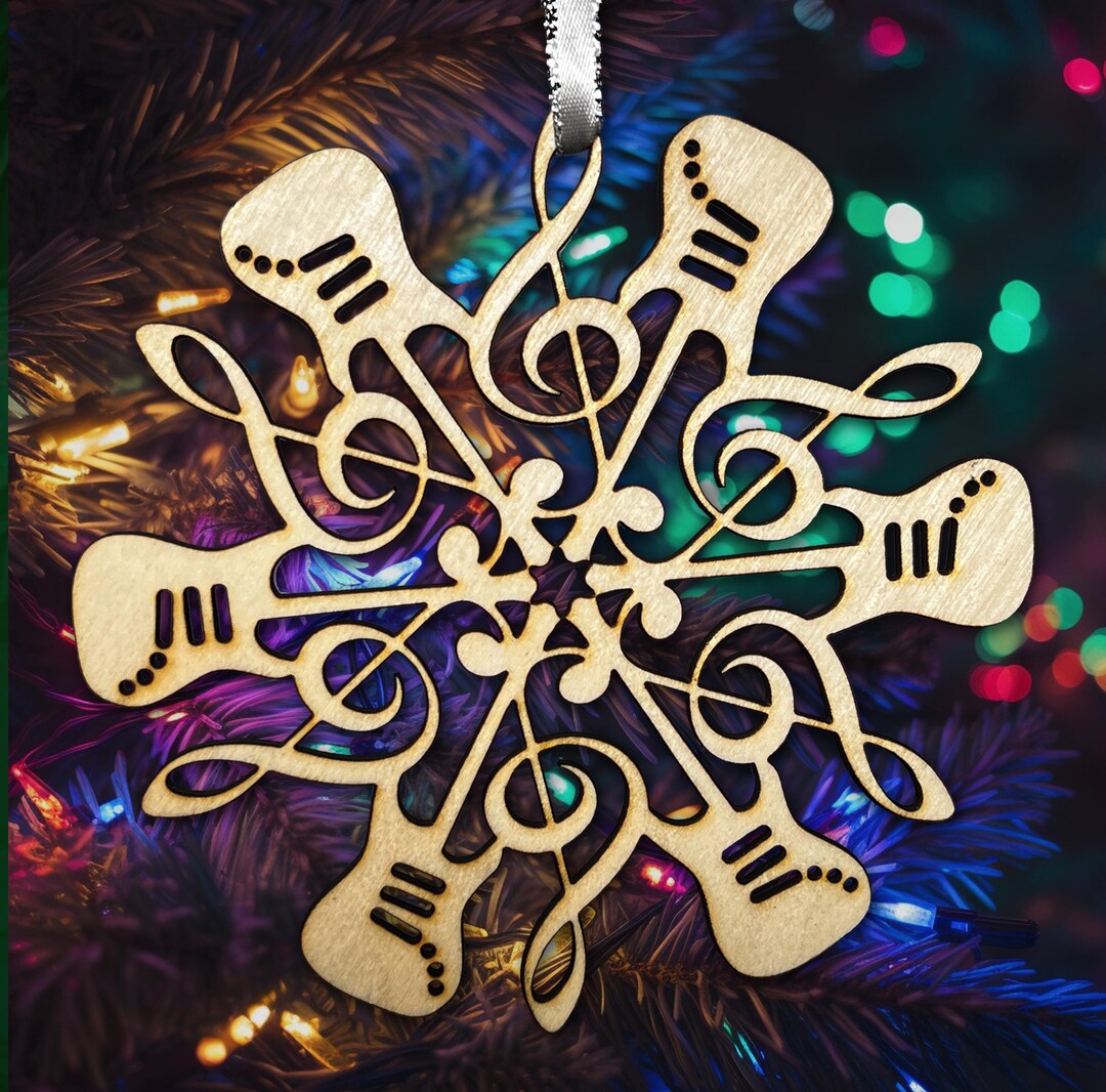 Electric Guitar Wood Snowflake Ornament - Etsy