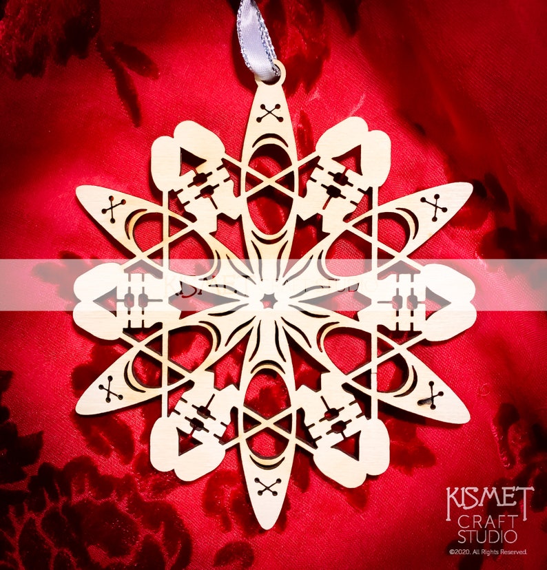 KAYAK Laser Cut Wood Snowflake Ornament - Etsy