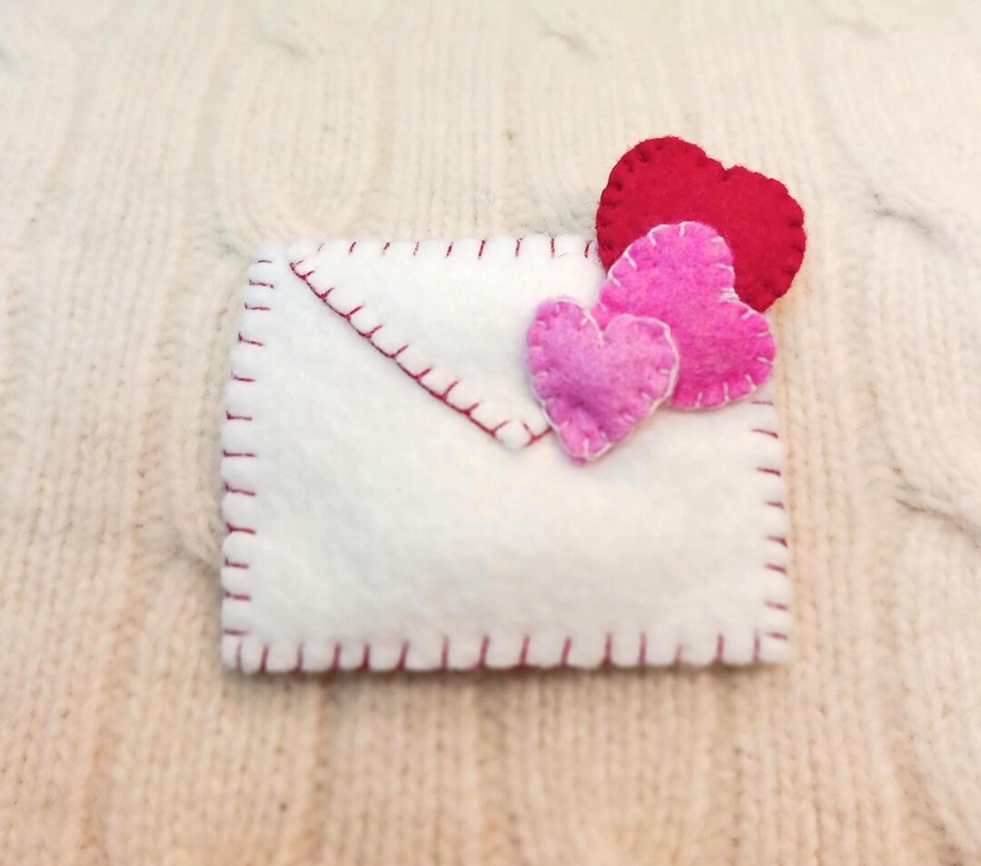 Valentines Day Whimsical Pin, Envelope With Hearts, # 178 - Etsy