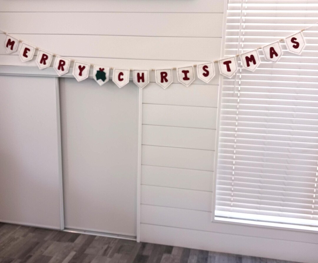 Merry Christmas Wool Felt Bunting or Banner, Holiday Decor, # 25 - Etsy