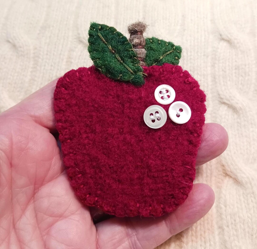 Red Apple Wool Felt Pin, Whimsical Pins, Teachers Apple # 37 - Etsy