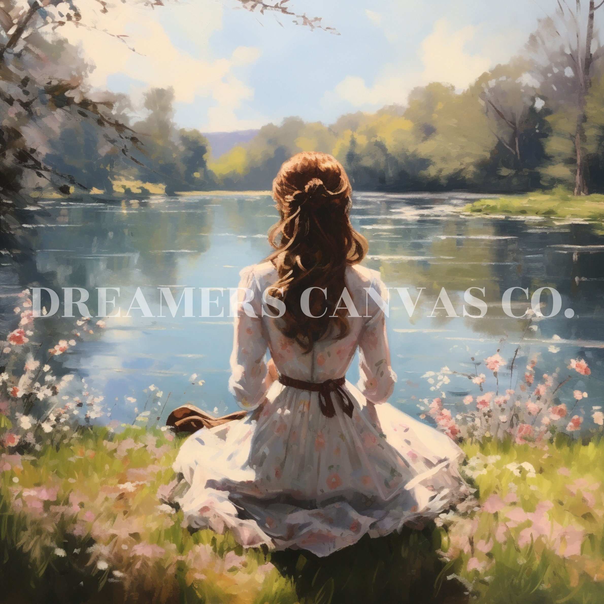 Printable Artwork Springtime Pond Oil Painting Wall Art DIGITAL ...