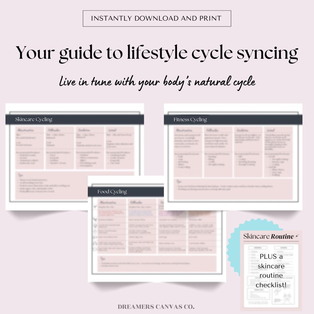 Printable Lifestyle Cycle Syncing Guides - Charts for Menstrual Cycle Syncing. Printable PDF ...