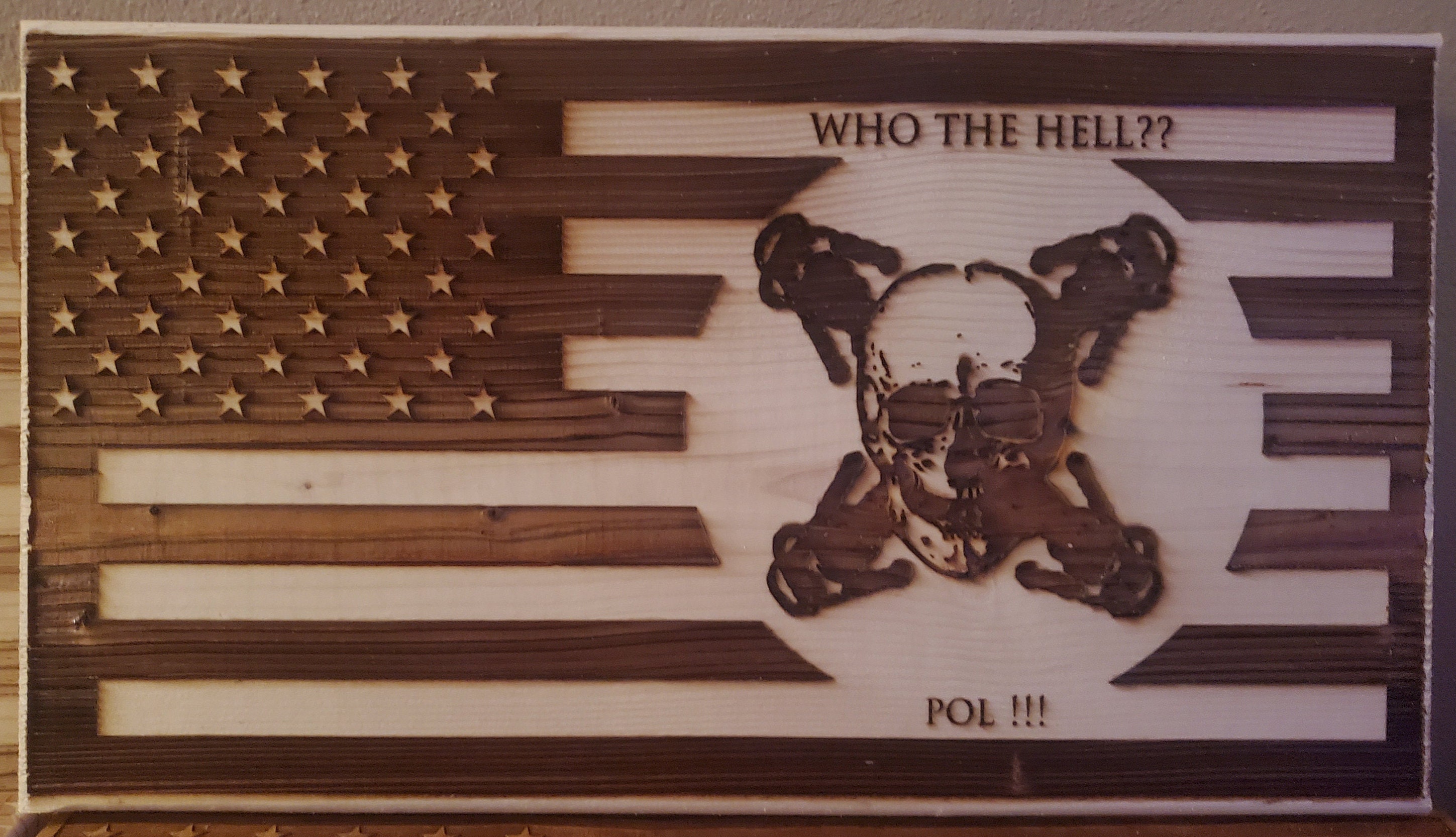 Laser Engraved POL USA Flag - Etsy