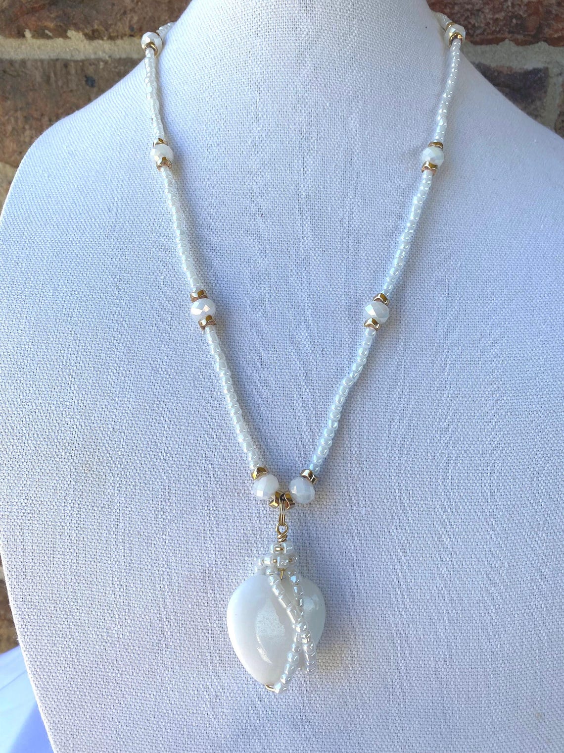Handmade White Necklace, Bracelet, and Earrings Set. - Etsy