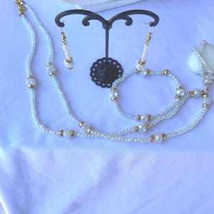 Handmade White Necklace, Bracelet, and Earrings Set. - Etsy