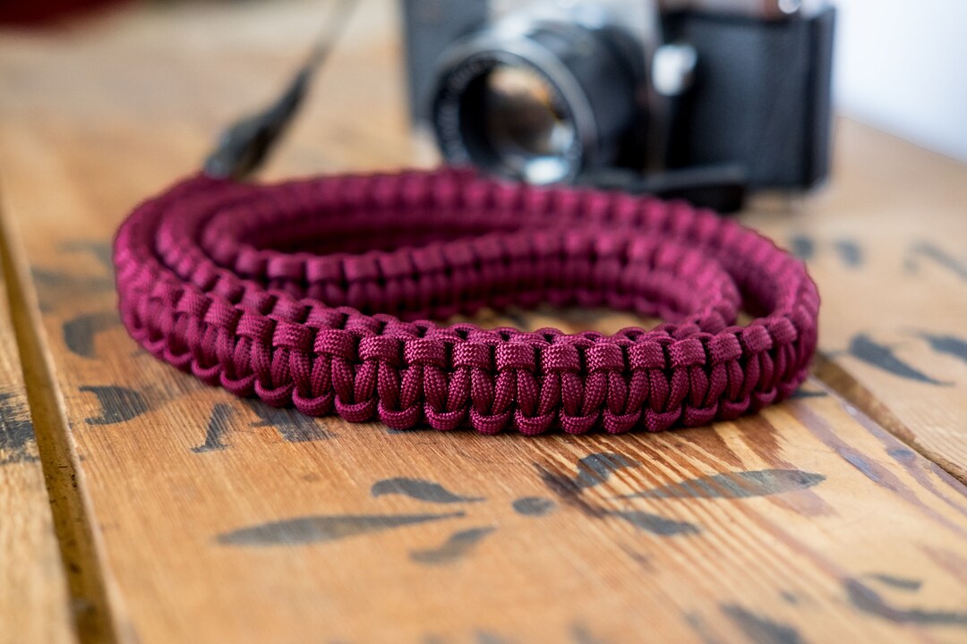 Braided Camera Strap in Burgundy by Apmots - Paracord Shoulder Sling ...